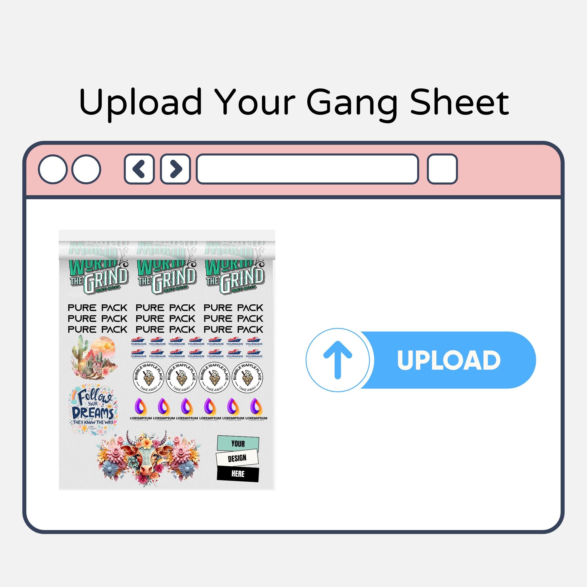 Upload Your UVDTF Gang Sheet (for Print-Ready Files) - Pure Pack